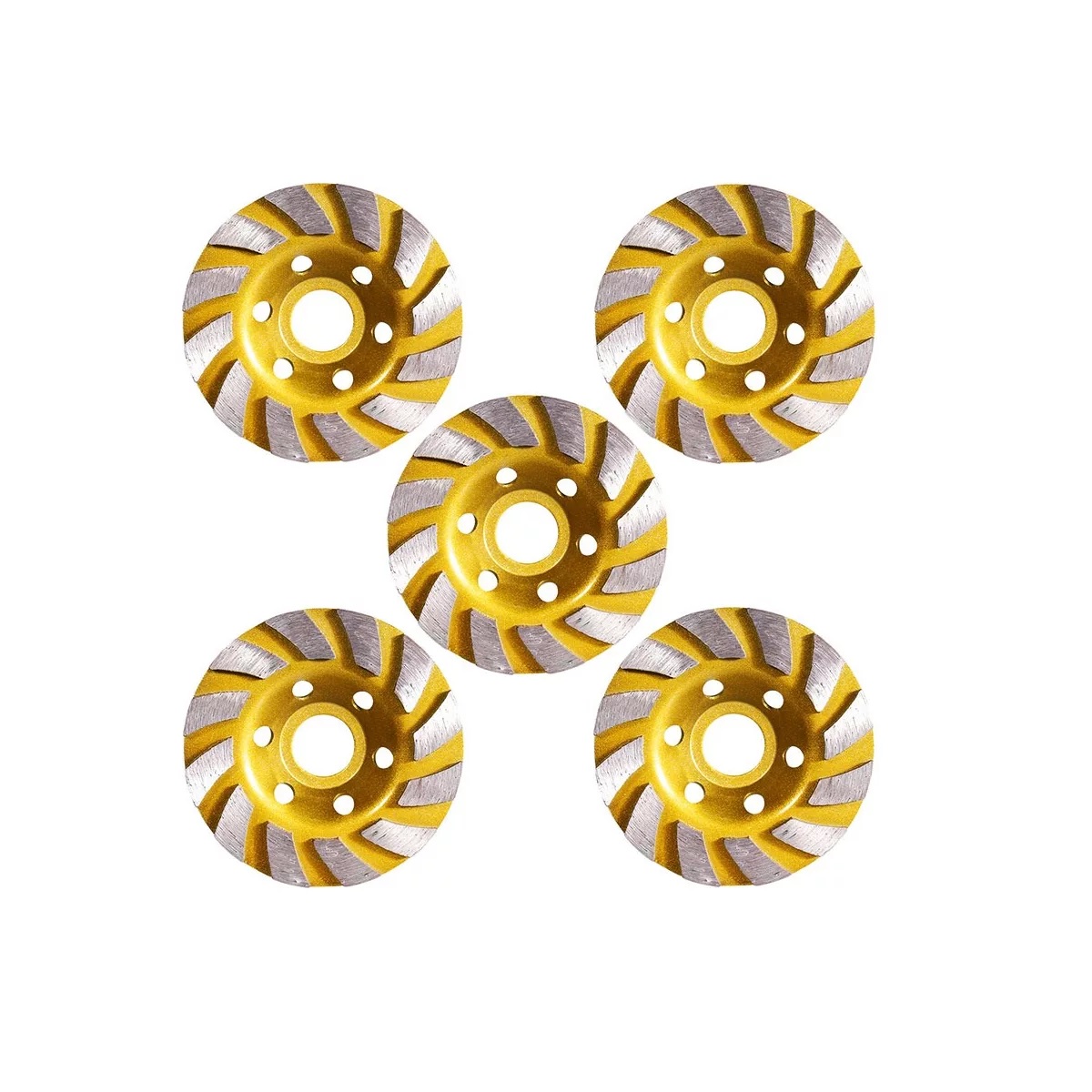 Set 5Pzas 4 Pulgadas Disco Diamante Desbaste Copa Granito, Mármol