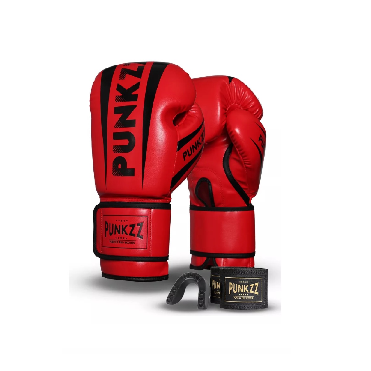 Guantes De Box Punkzz Para Kickboxing,strap Velcro Rojo 140z