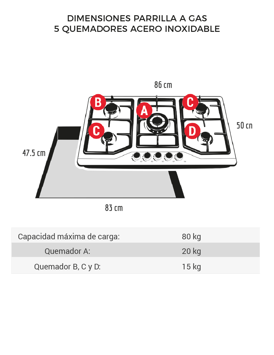 Combo DISA HOME Parrilla a Gas 5 Quemadores Acero Inox Y Campana ...