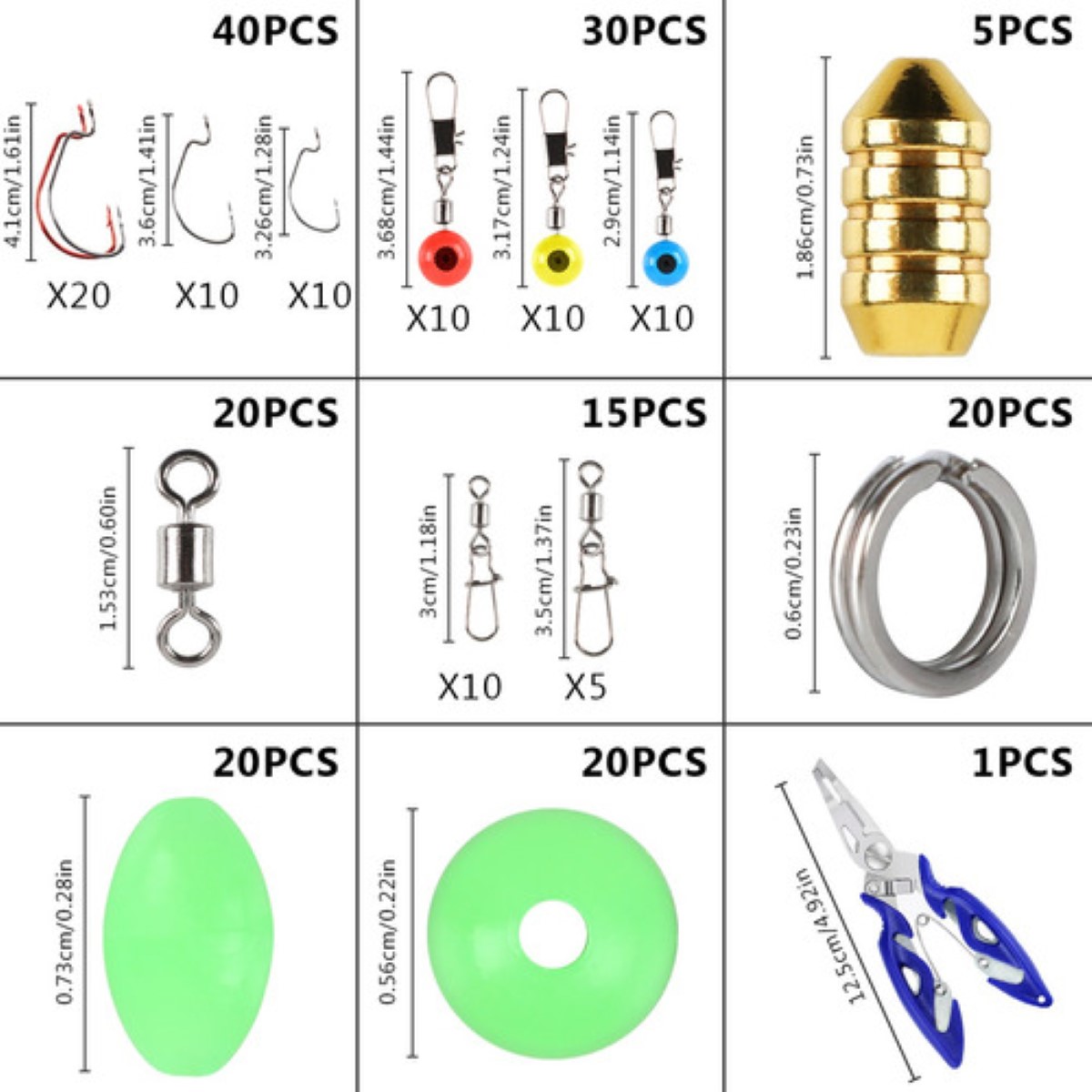 Kit De Accesorios Para Pesca 172 Piezas Con Caja