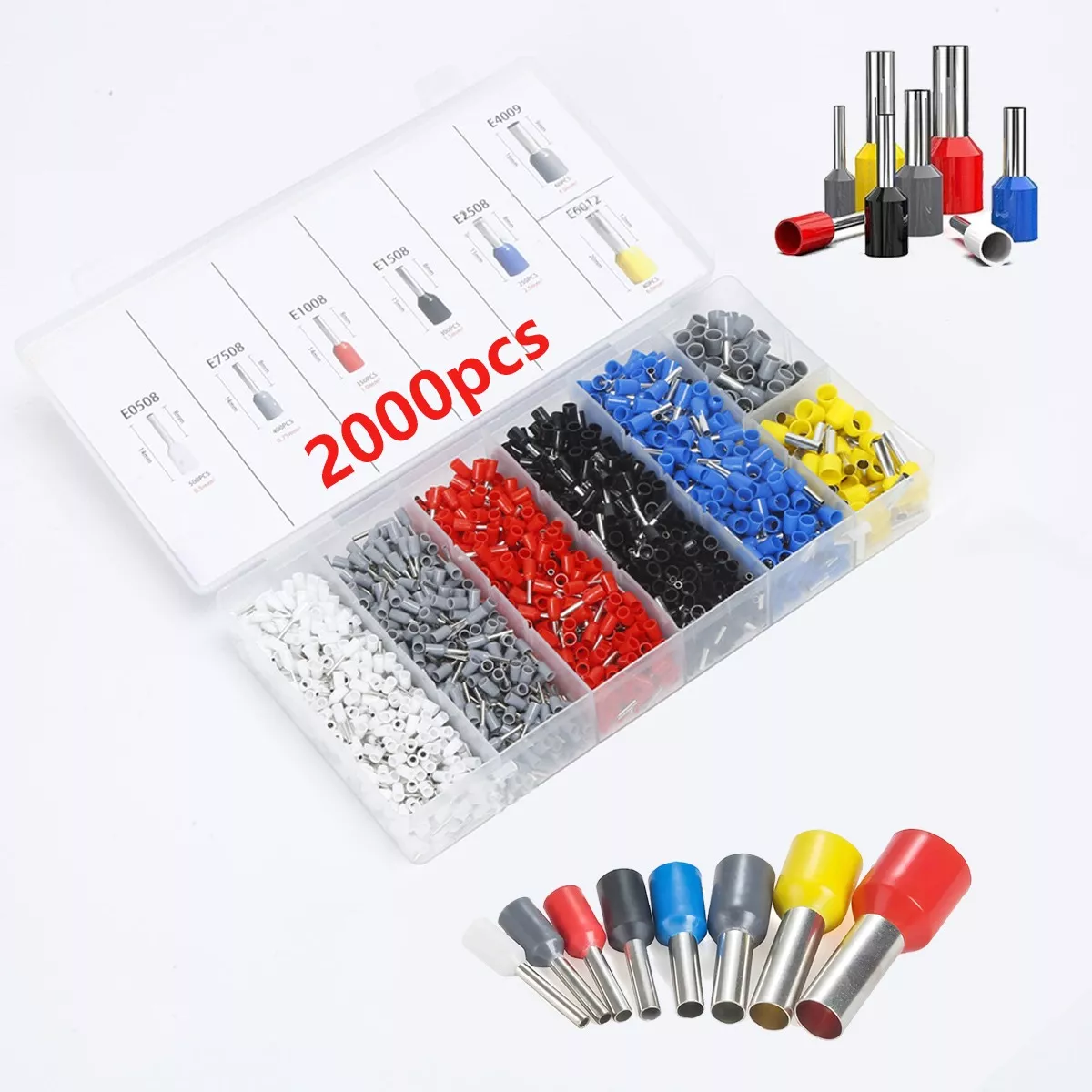 Set Terminales Aisladas Conectores Para Cable Eléctricos 2000pcs