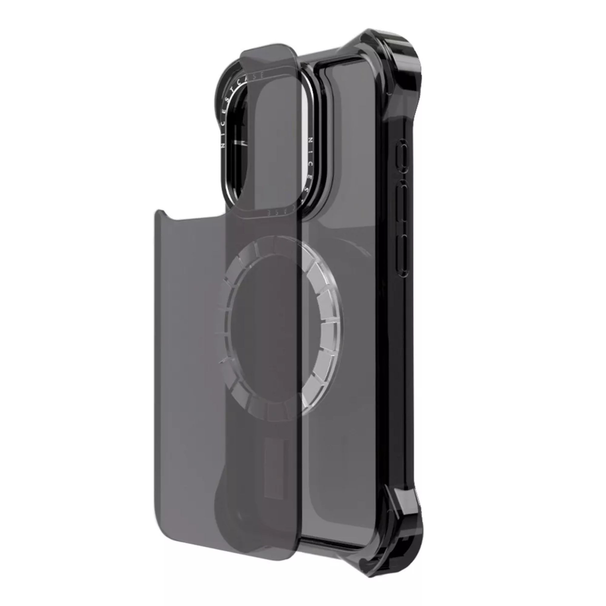 Funda Transparente Uso Rudo Ultra Bounce Para iPhone 13/14 / Negro Magsafe