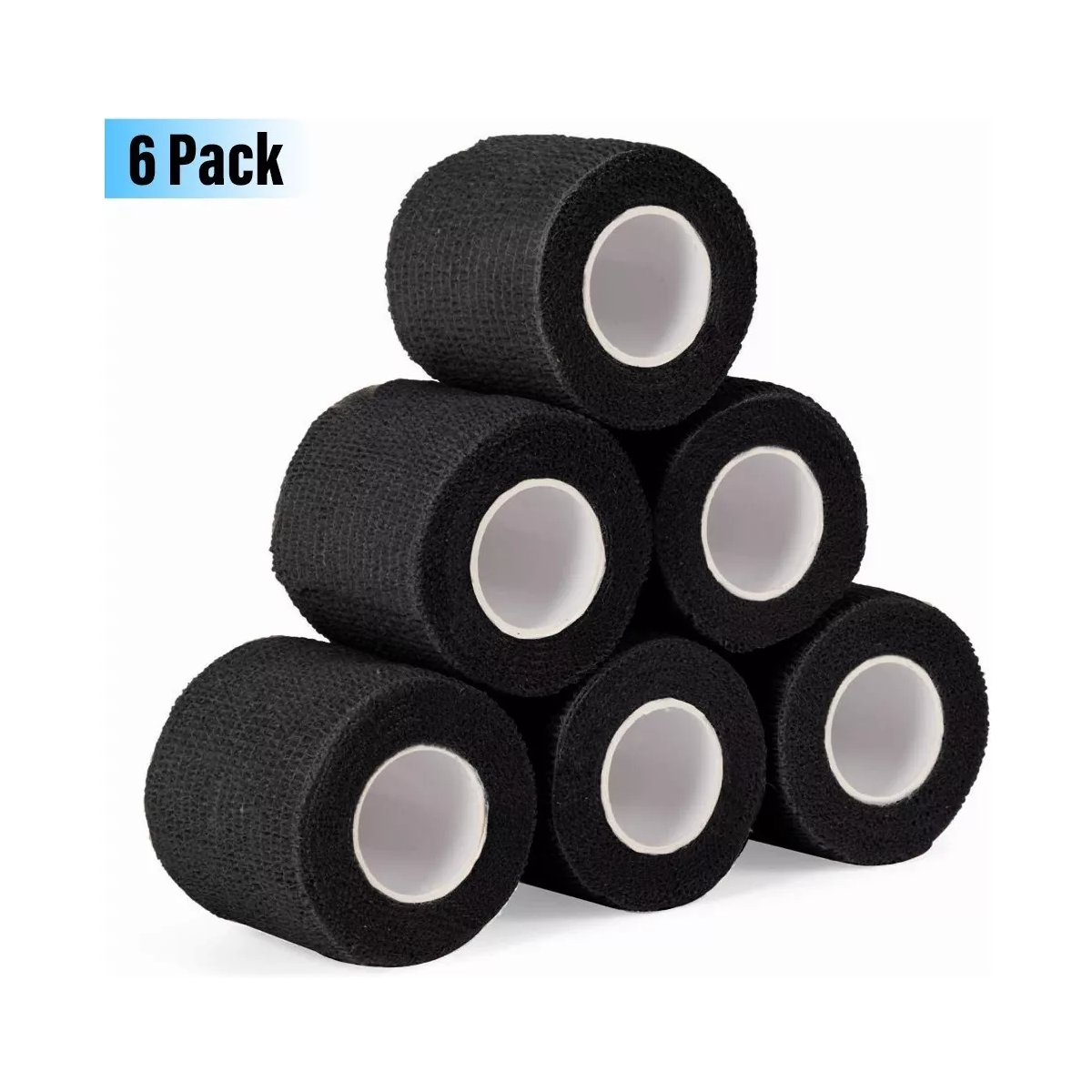 Vendaje deportivo autoadhesivo 6 roll elástico 5cm x 4.5m Negro