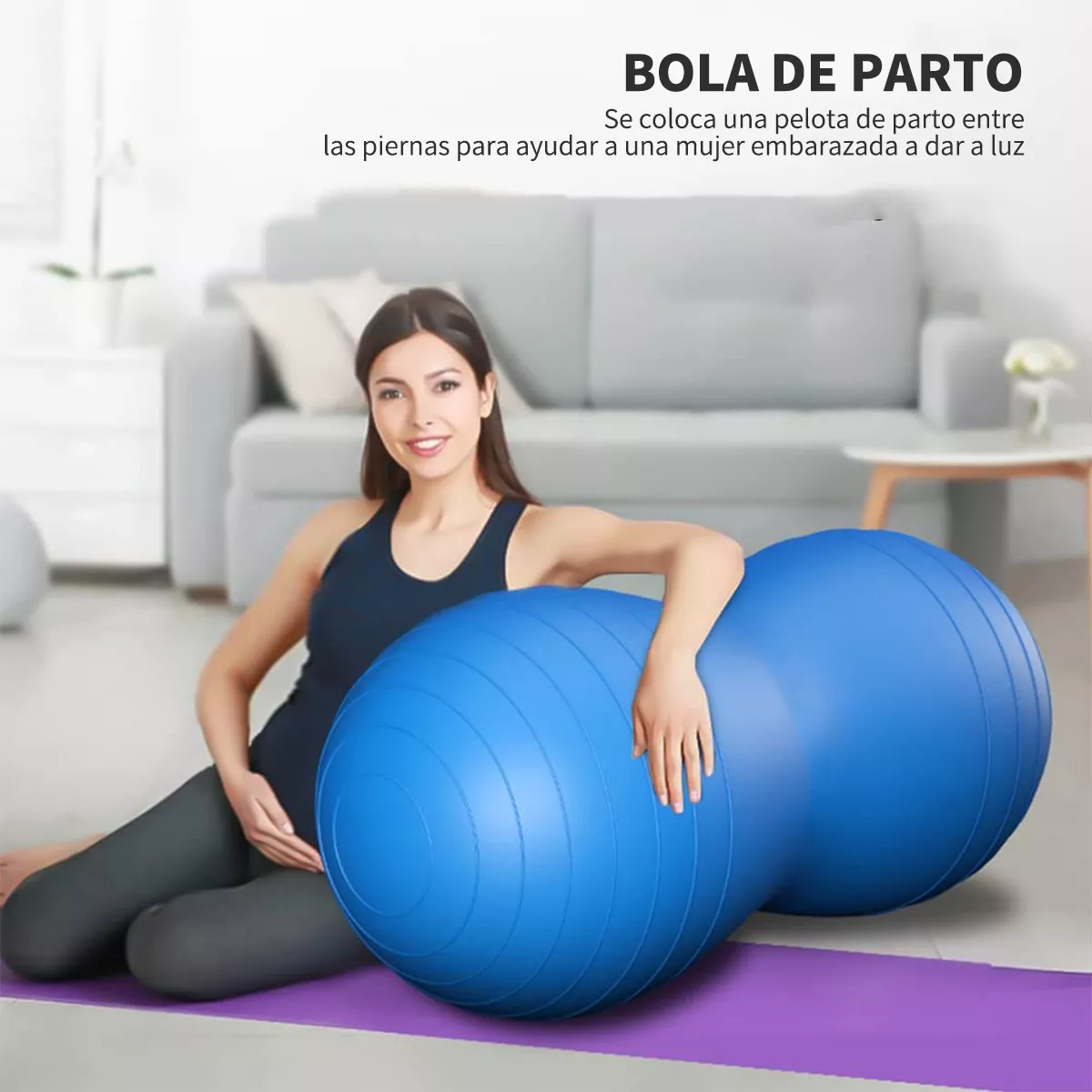 Pelota Con Bomba Peanut Yoga Ejercicio Azul