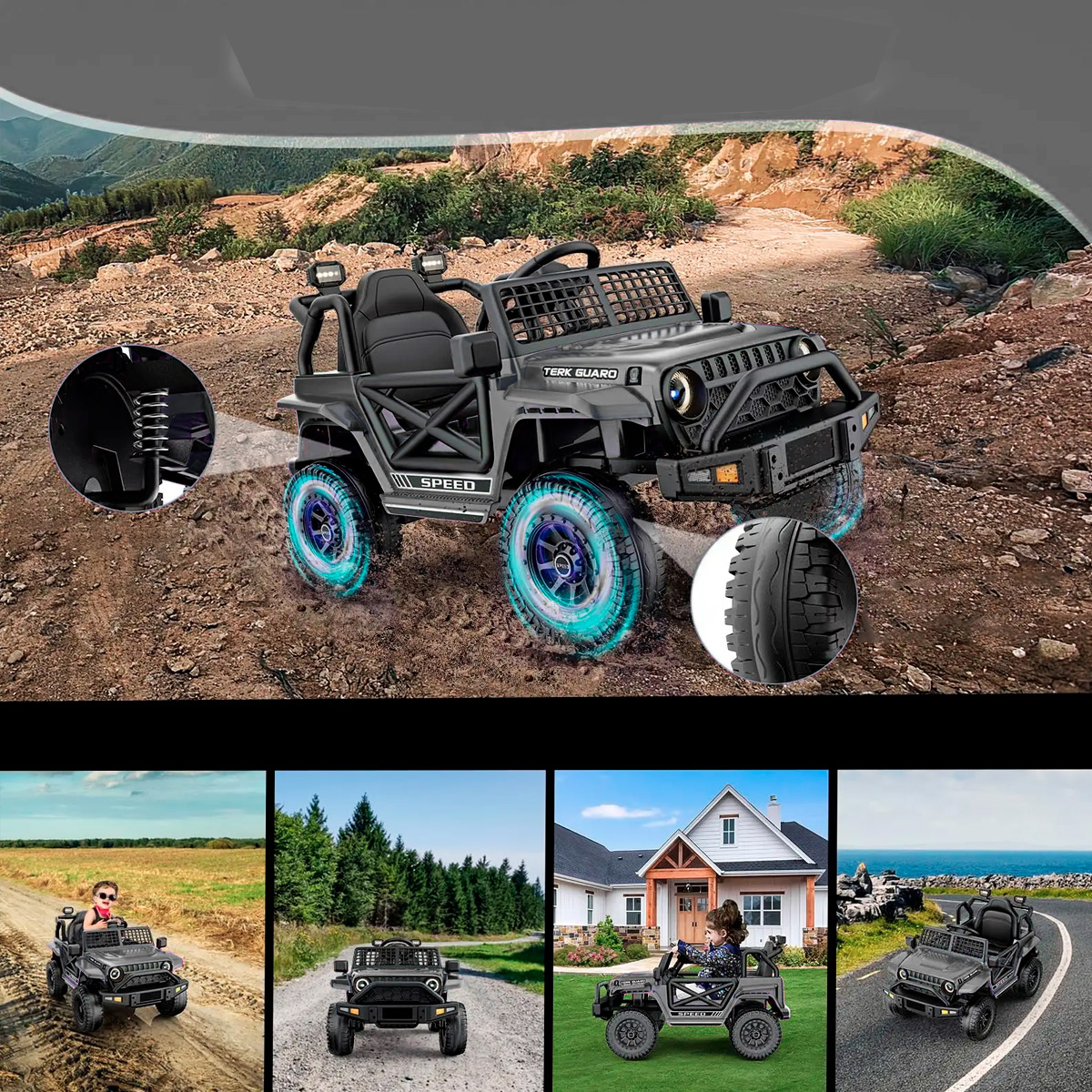 Montable Electrico Tipo Jeep X10A Negro