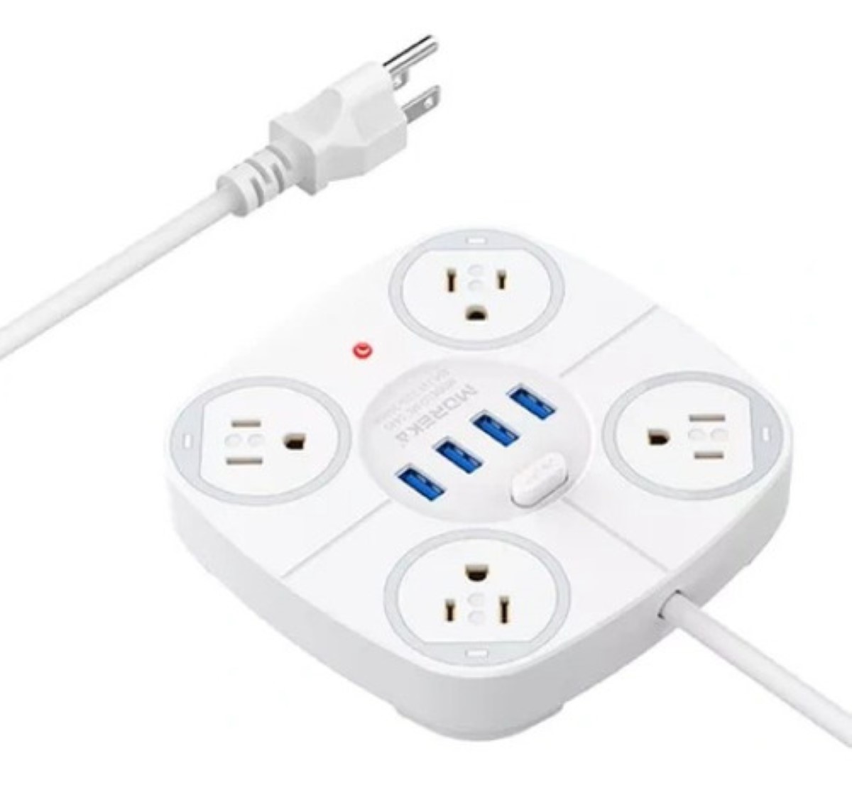 Multi Contacto 4 Puertos Usb Switch Extensión Regleta blanco