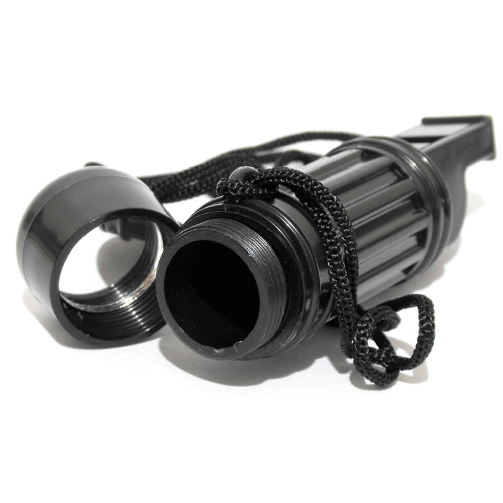 Brújula Scout, con silbato, pedernal, cordón para colgar, negro