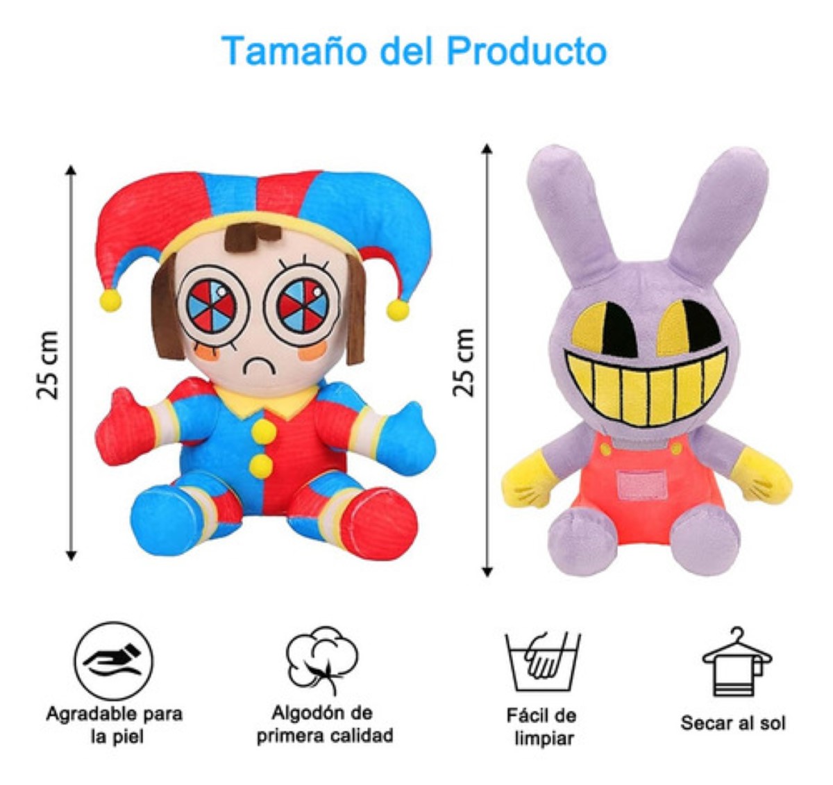 2x Digital Circus Peluche Pomni Y Jax 25cm + Llavero Payaso COLORES