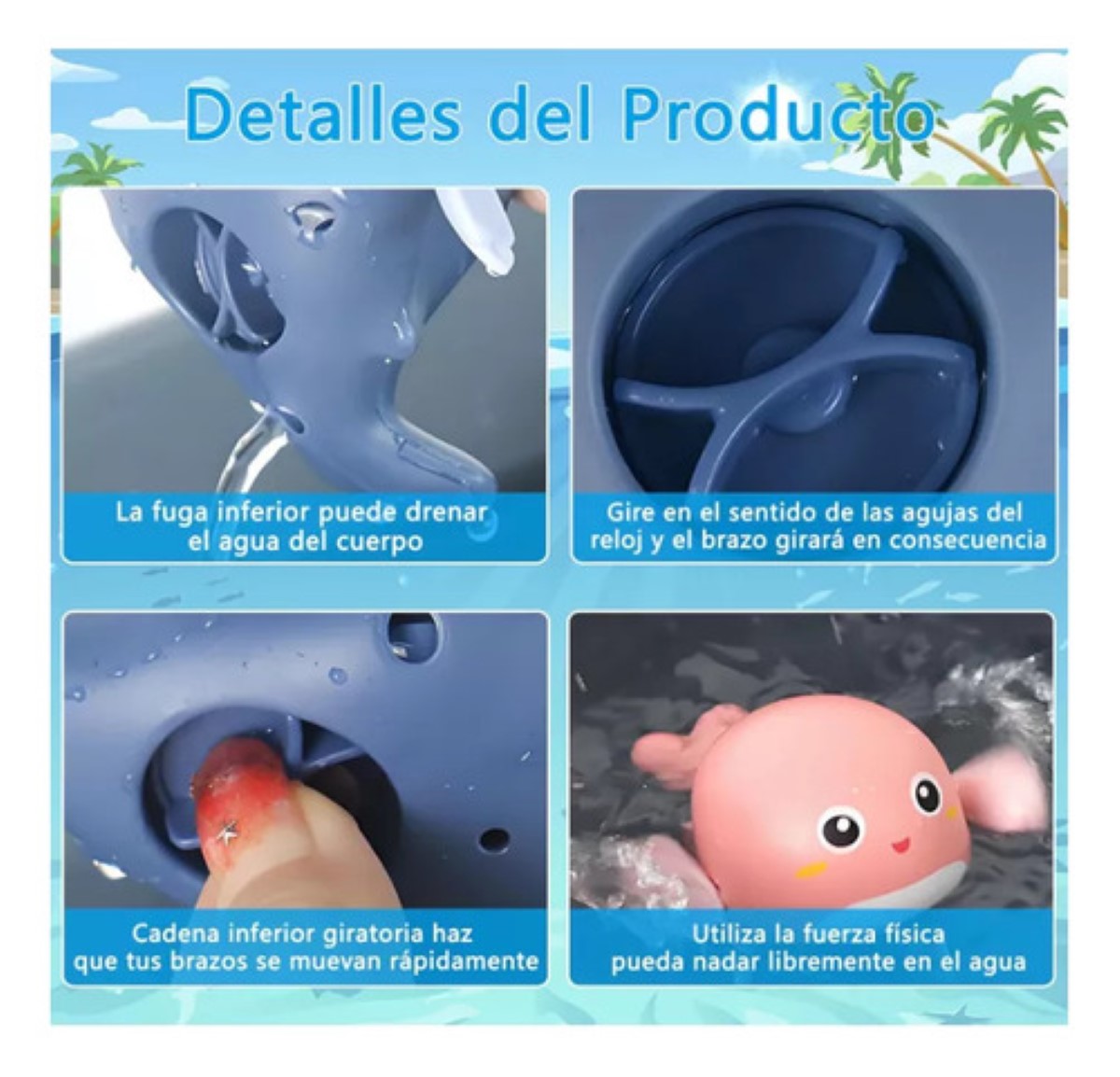 7pzs Juguetes De Baño Para Bebes Tortugas + Delfín + Pato colores