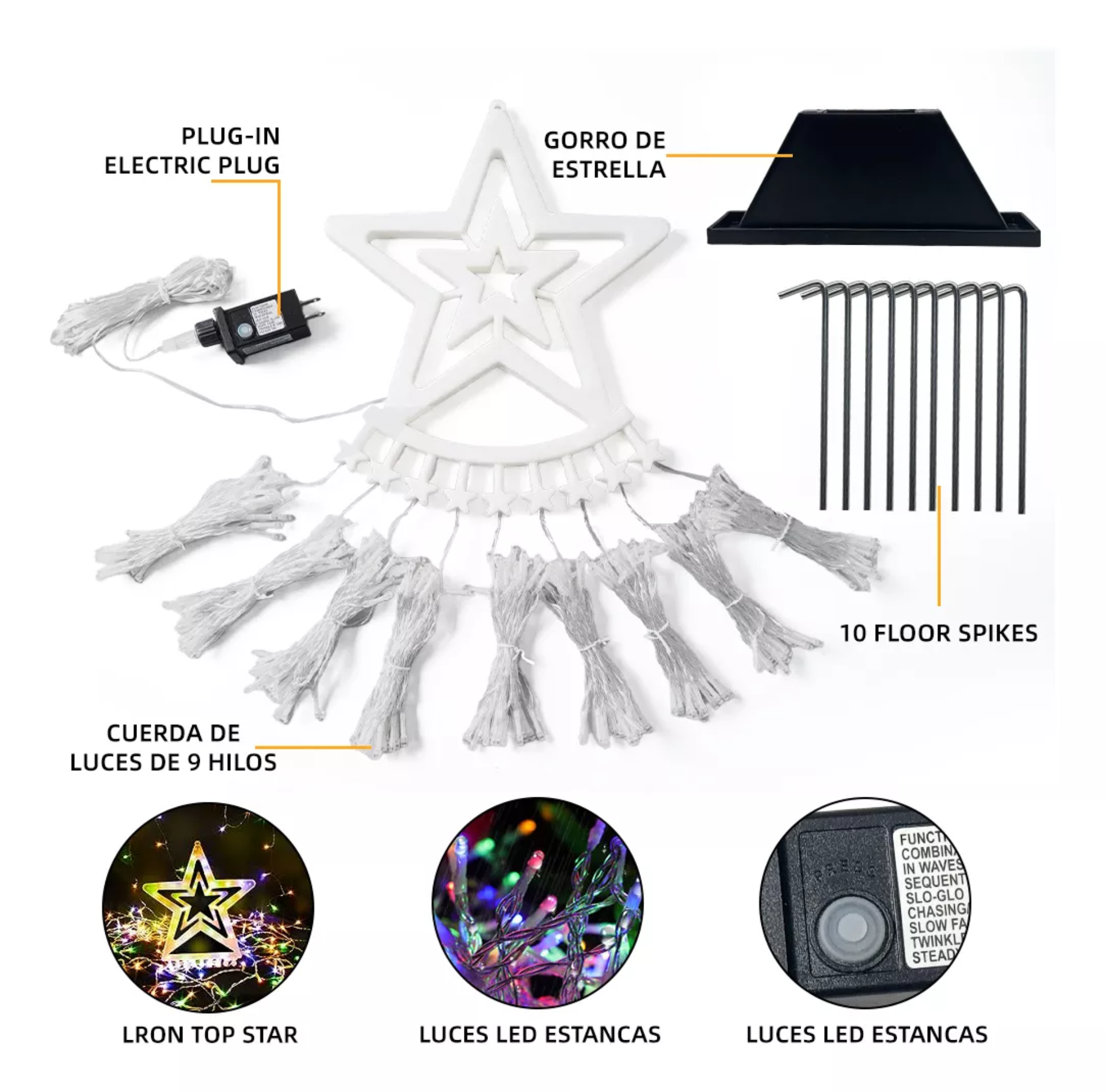 Luces De Cascada Navideñas Decoraciones Exteriores 350 Led