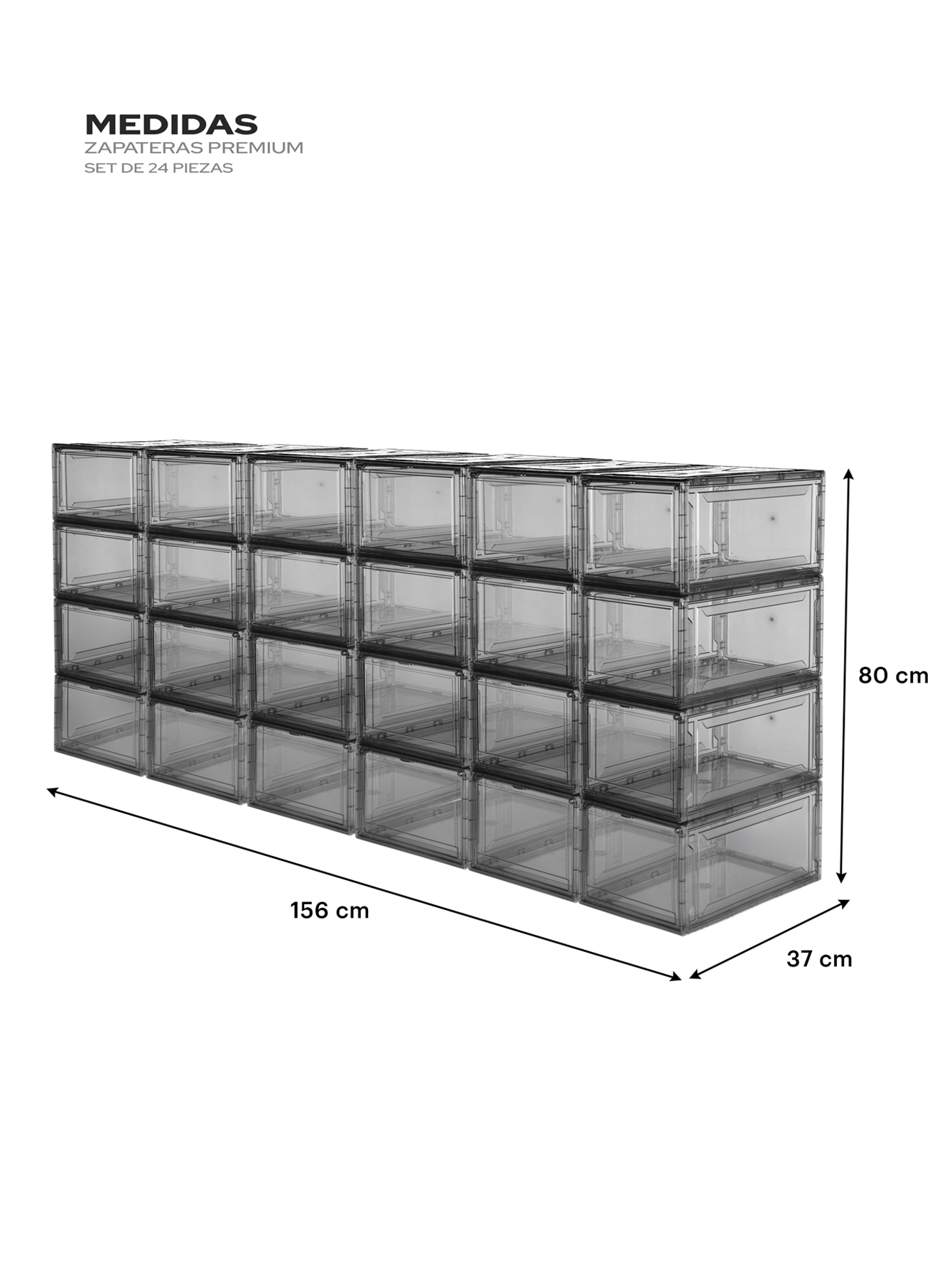 Zapatera apilable Alexa 24 pzas acrílico color humo AG BOX