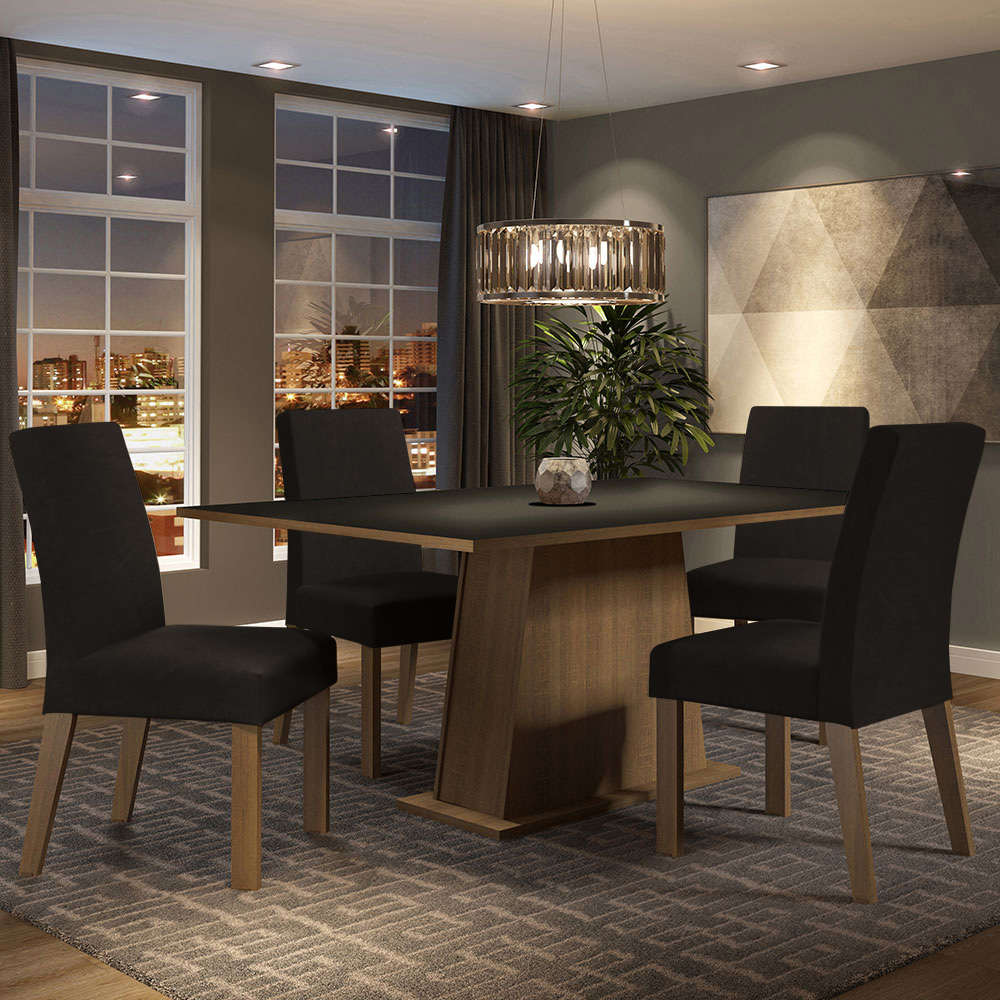 Juego de Comedor Mesa de Vidrio 4 Sillas Madesa Oxford MN 02