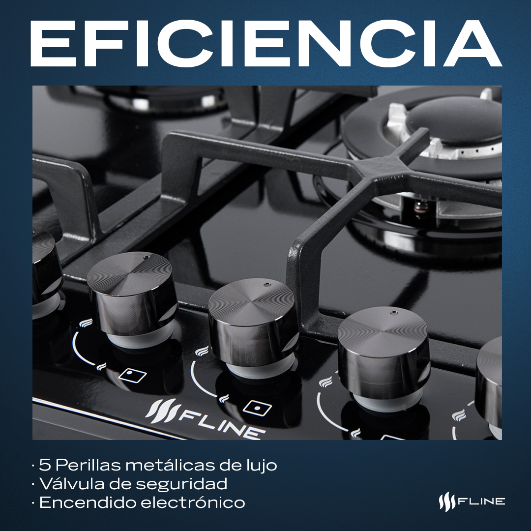 Parrilla de Gas Empotrable 5 Quemadores Acero Inoxidable Negro | FLINE ...
