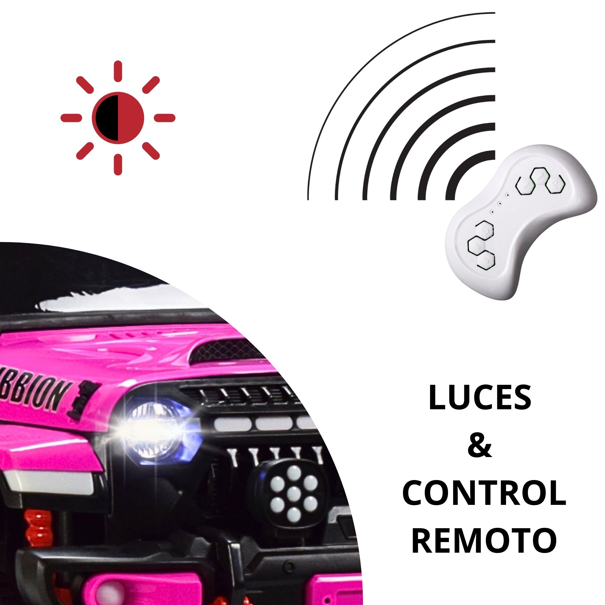 Montable Electrico Camioneta Para Niños Control Remoto Luz 12v - ROSA