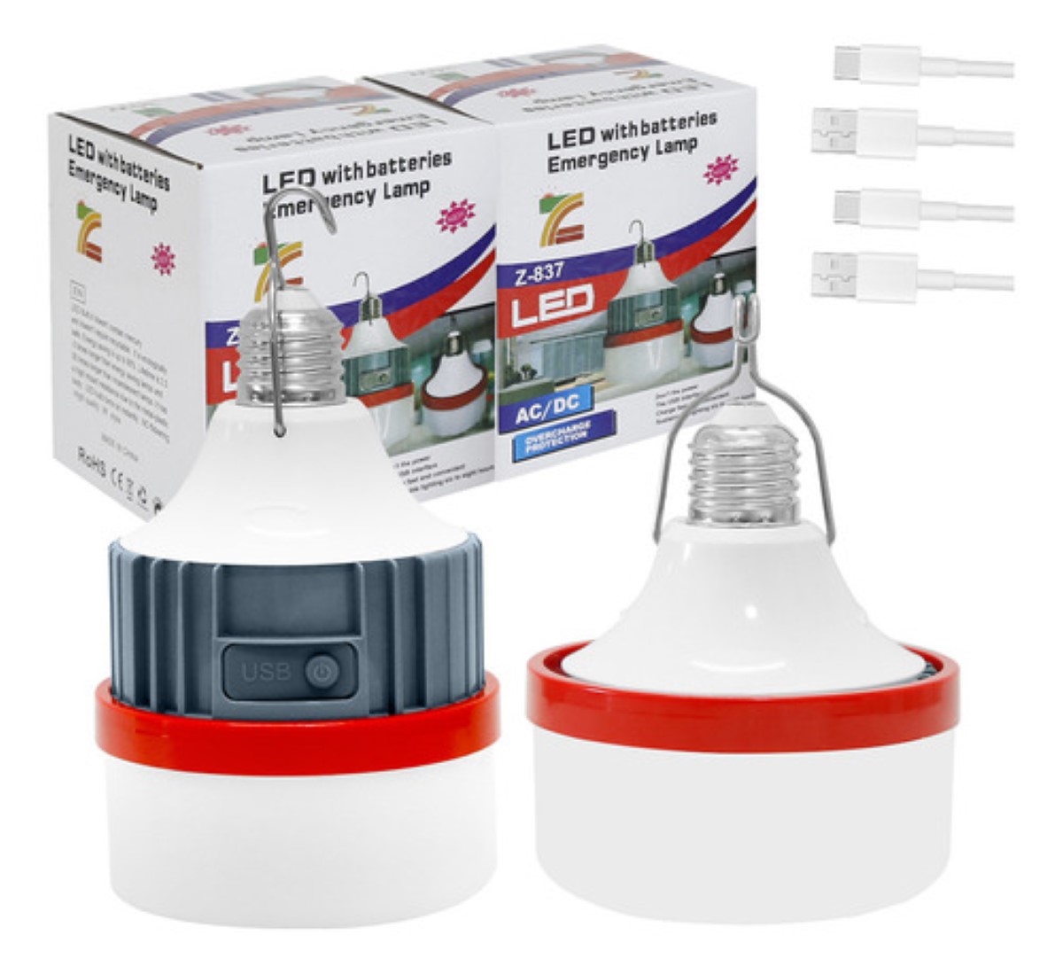2 Pzs Foco Led Retráctil Portátil Recargable Por Usb De E27 blanco ...