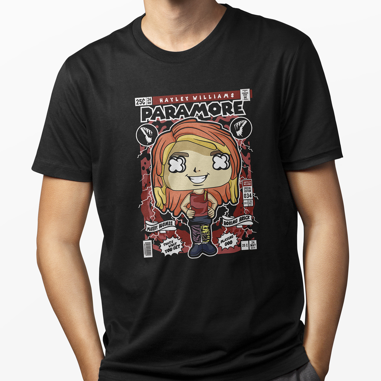 Playera para hombre Hayley Williams Paramore Cartoon Rock XOLO