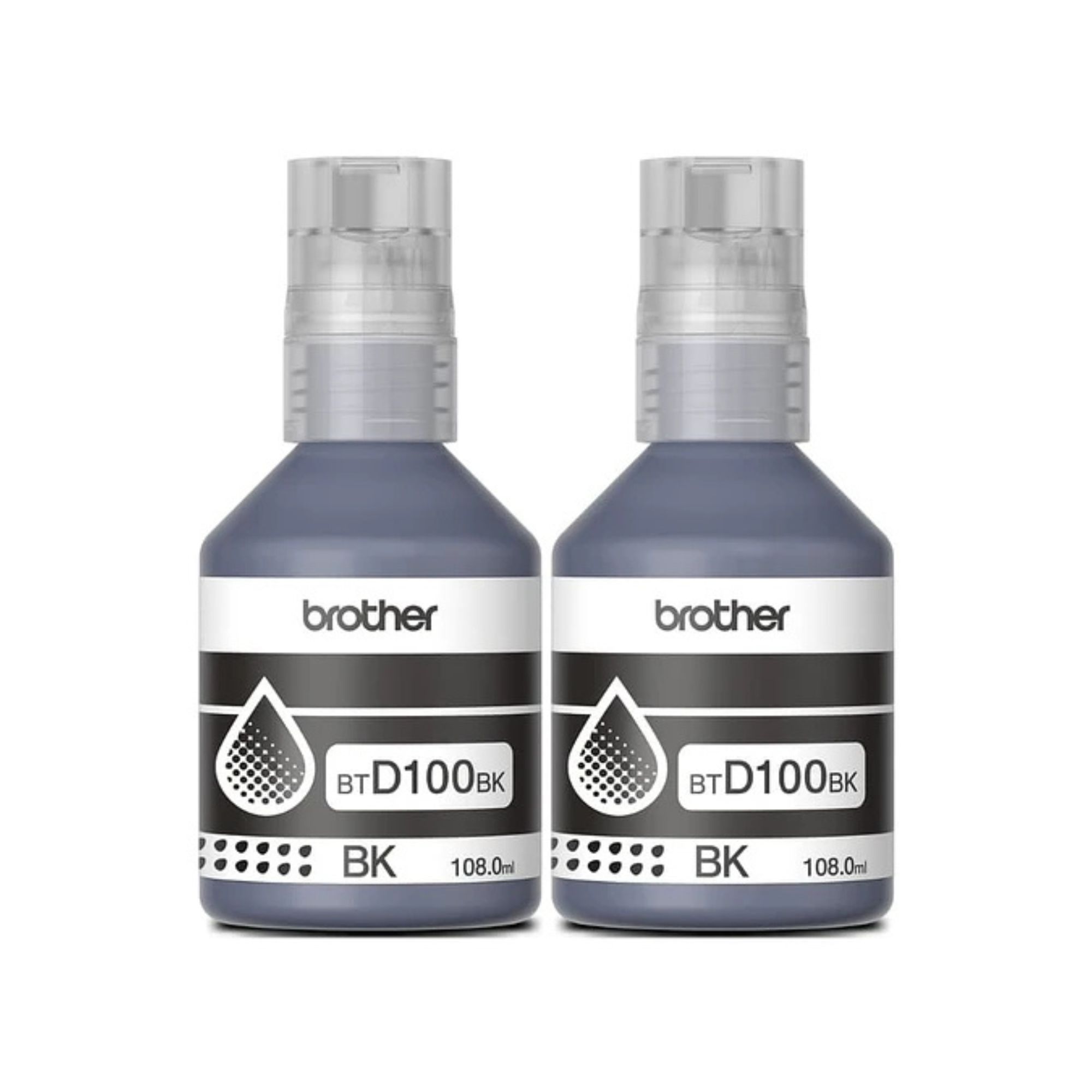 2 Pack - Botella de Tinta Brother BTD100BK para 7,500 páginas, Negro