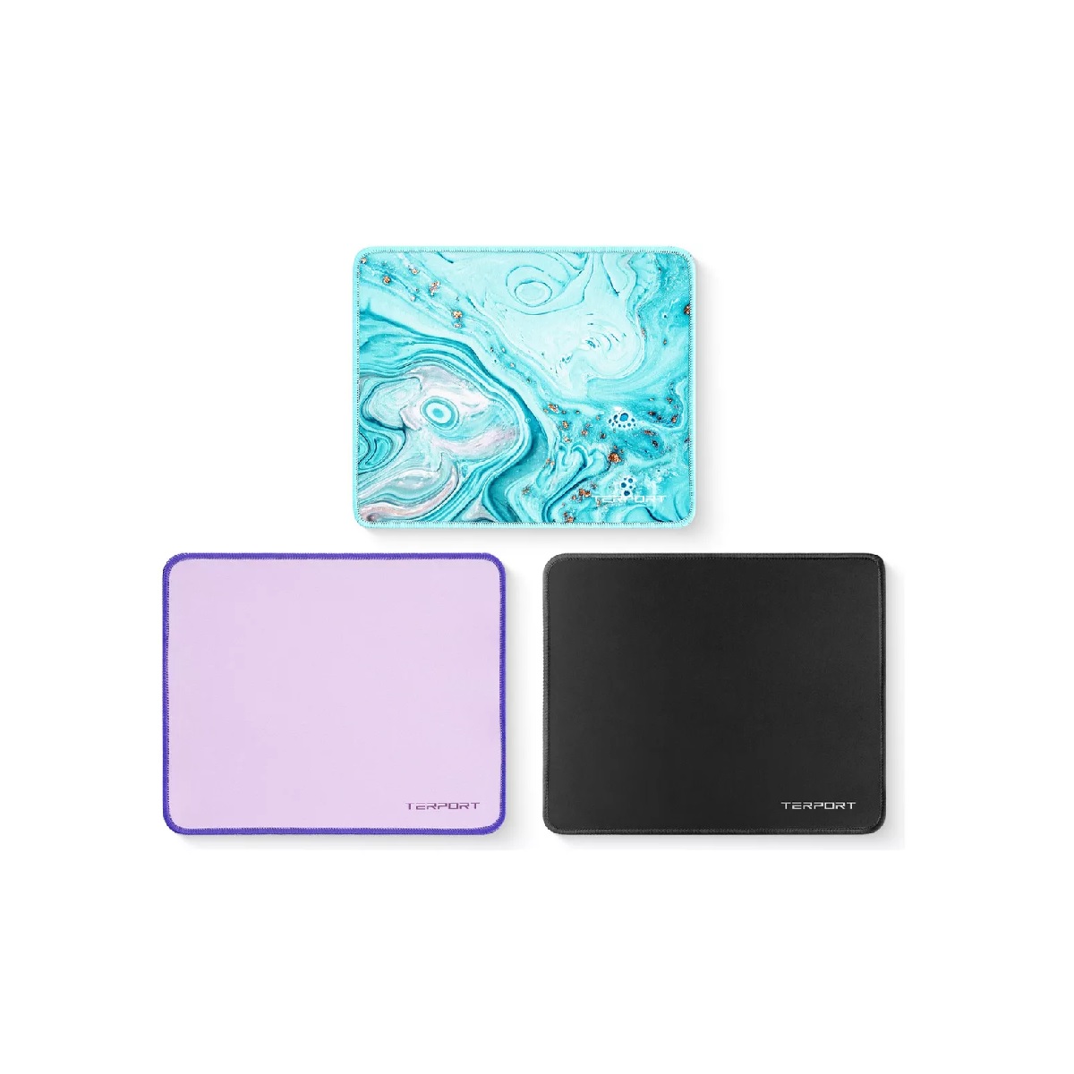 3 Piezas Mouse Pads Con Bordes Reforzados 25x21cm Color Azul/morado/negro