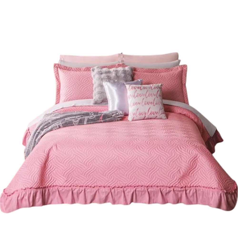 Colcha Rosa Poliéster King Size Concord