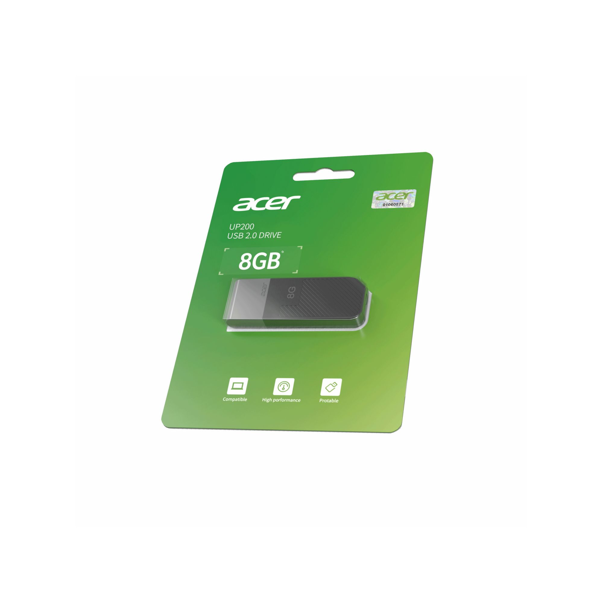 100 Pack - Memoria USB de 8 GB Acer UP200, Negro