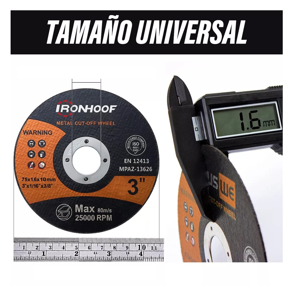 Set Discos De Corte Metal Disco De Lija 3/8 Inch 75mm 5 Uds Color Negro