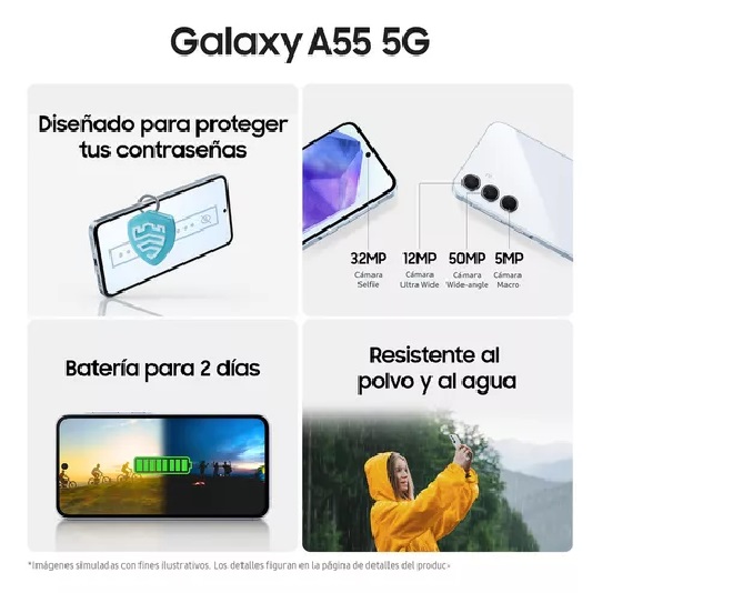 Samsung Galaxy A55 5G Color Lila 128Gb 8Ram Nuevo Desbloqueado
