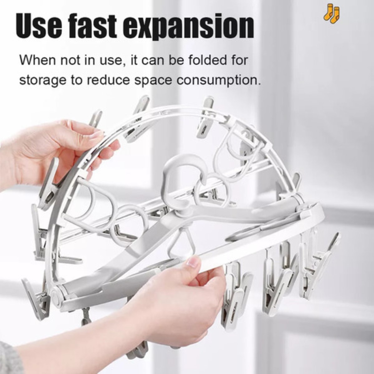 Percha Plegable Giratoria Para Secar Ropa Con 24 Pinzas gris