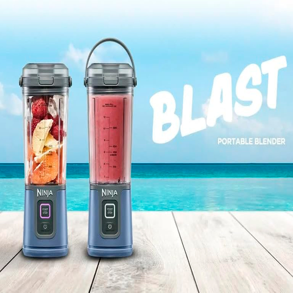 Licuadora Ninja Portátil 532ml Azul BC155NV Recargable USB Reacondicionada