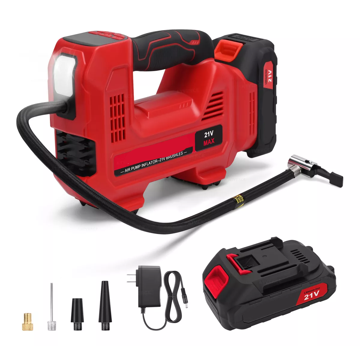 Compresor Inflador De Llantas Inalámbrico Atverce BC1 Color Rojo 127V