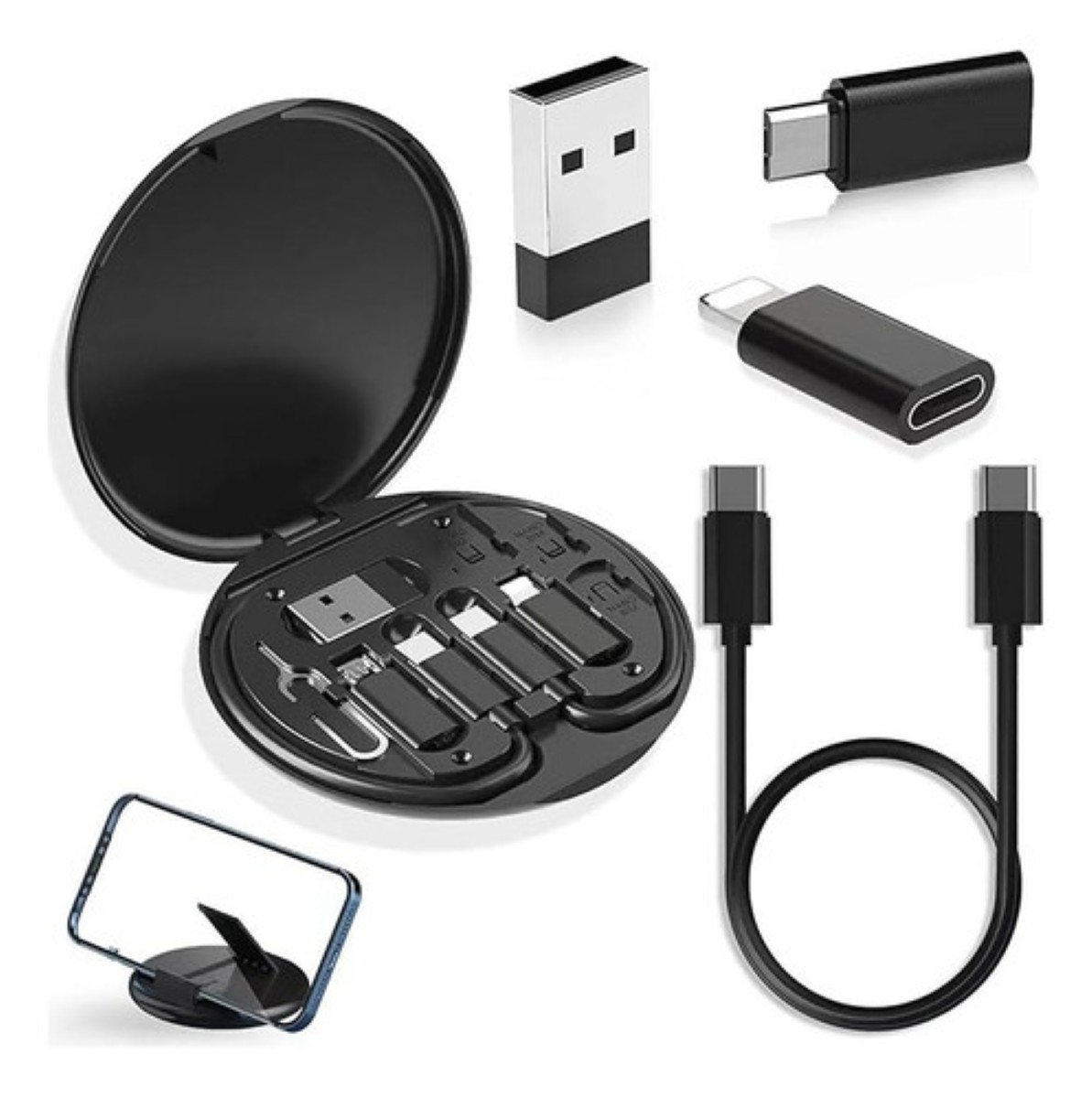 Kit Adaptador De Cable De Carga Múltiple, Kit Adaptador negro