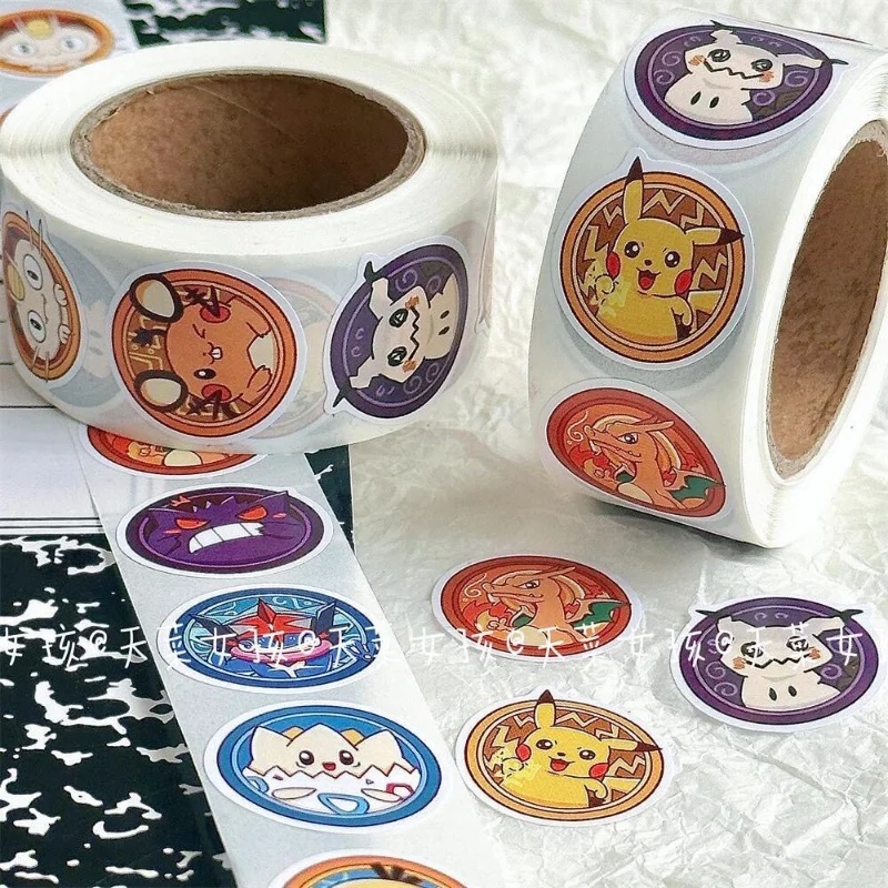 5 rollos de 500 Pegatinas Rollo Anime Poke Gengar Pika Calcomanías