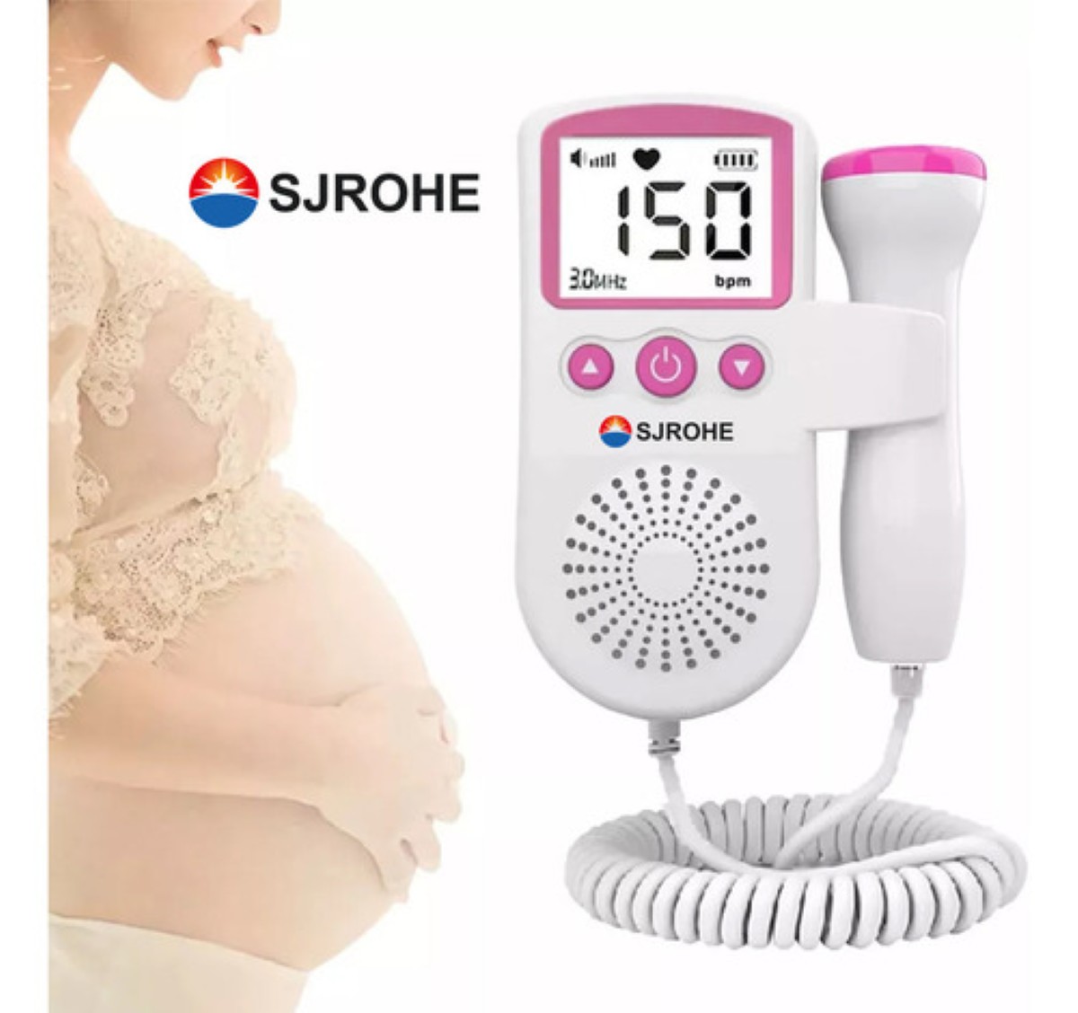 Monitor Para Bebe Monitor Para Escuchar Latidos Bebe blanco rosa