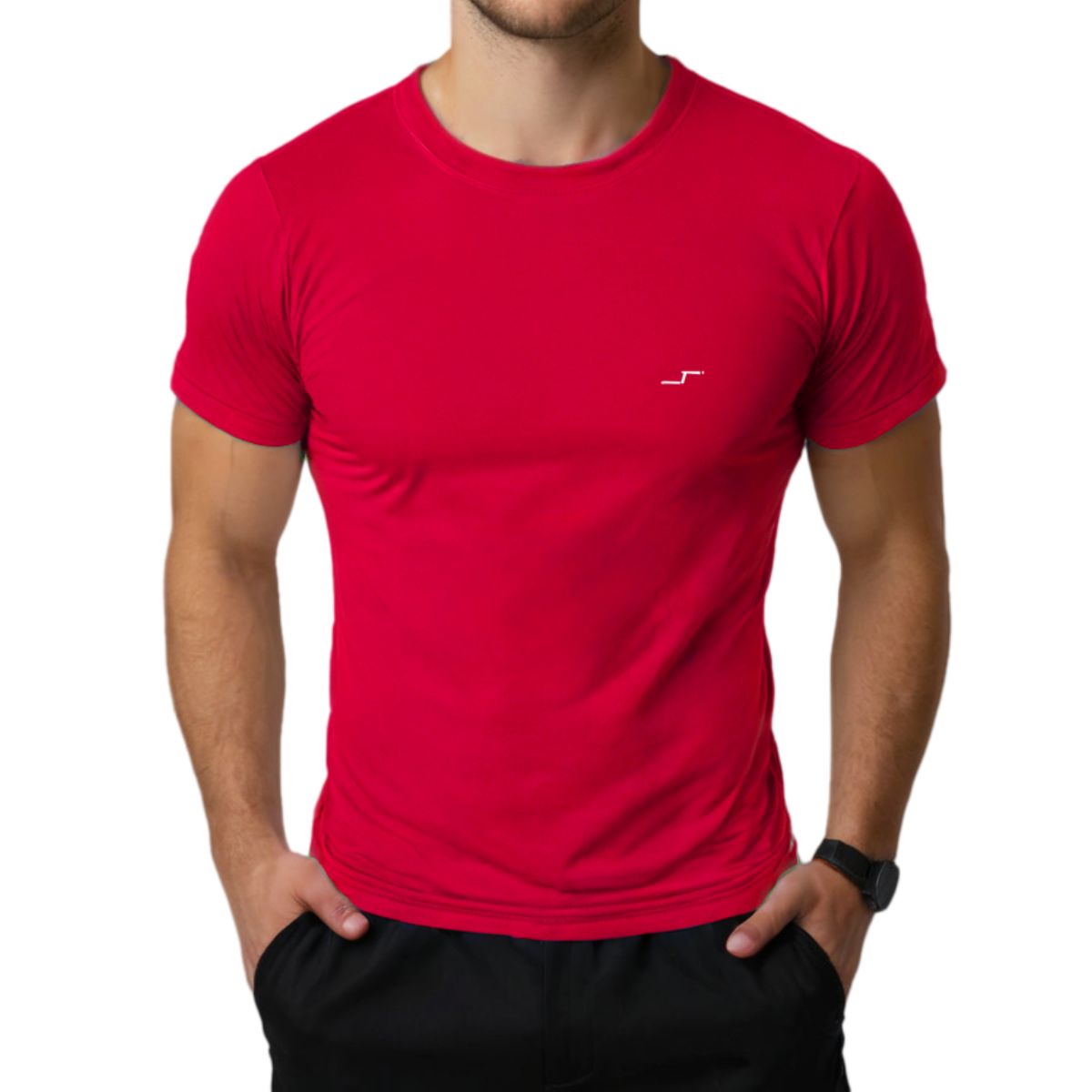 Playera Deportiva Manga Corta Cuello Redondo Color Rojo Para Hombre CHB ...