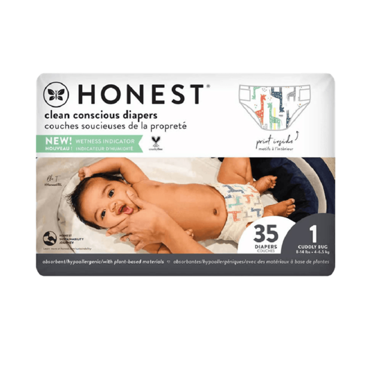 Pañales Honest Talla 1 Jirafas Multicolores 35 Pañales