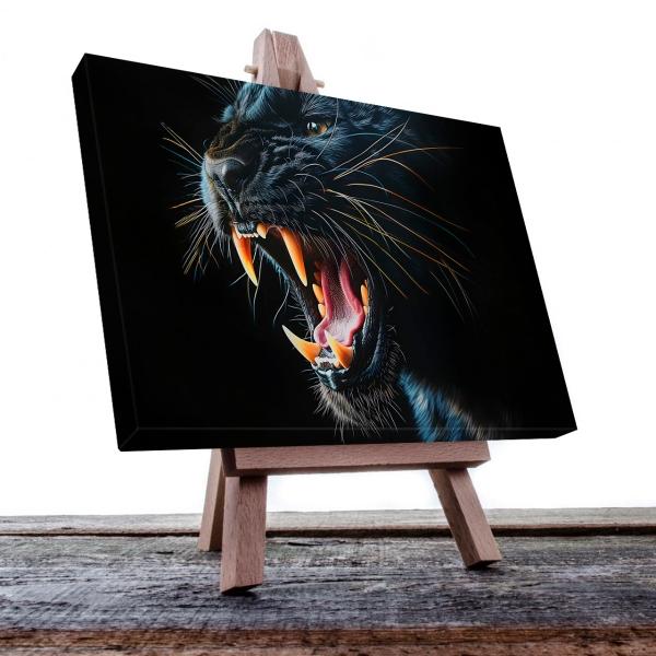 Cuadro Decorativo Canvas Pantera Negra Atacando 135 X 90