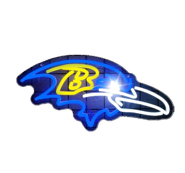 Letrero De Neón Nfl Logo Baltimore Ravens Decoración 41 Cm