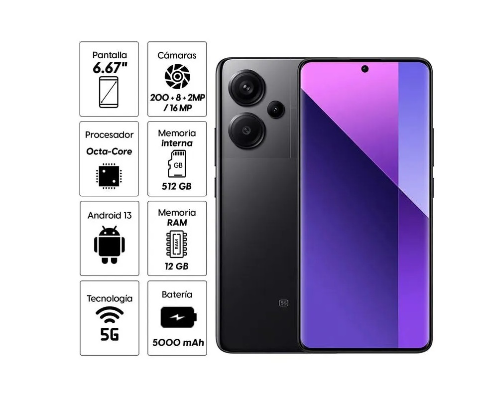 Xiaomi Note 13 Pro Plus 5g 512Gb 12Ram Color Black Dualsim Nuevo Libre