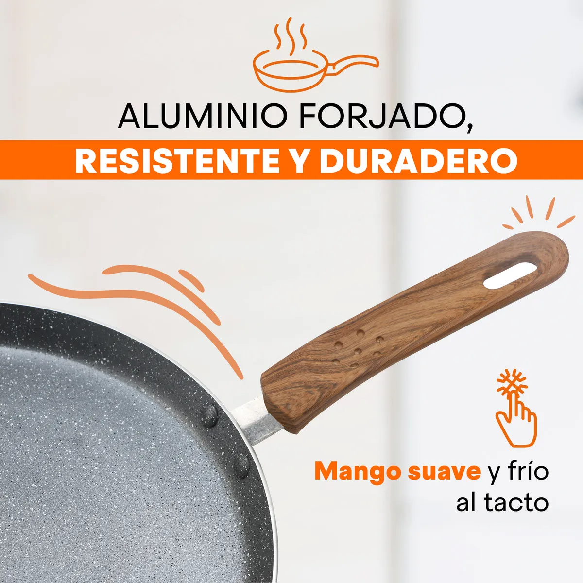 Sartén Crepera Premium Granite+ De 28 Cm Masterchef By Hukën Color Granito