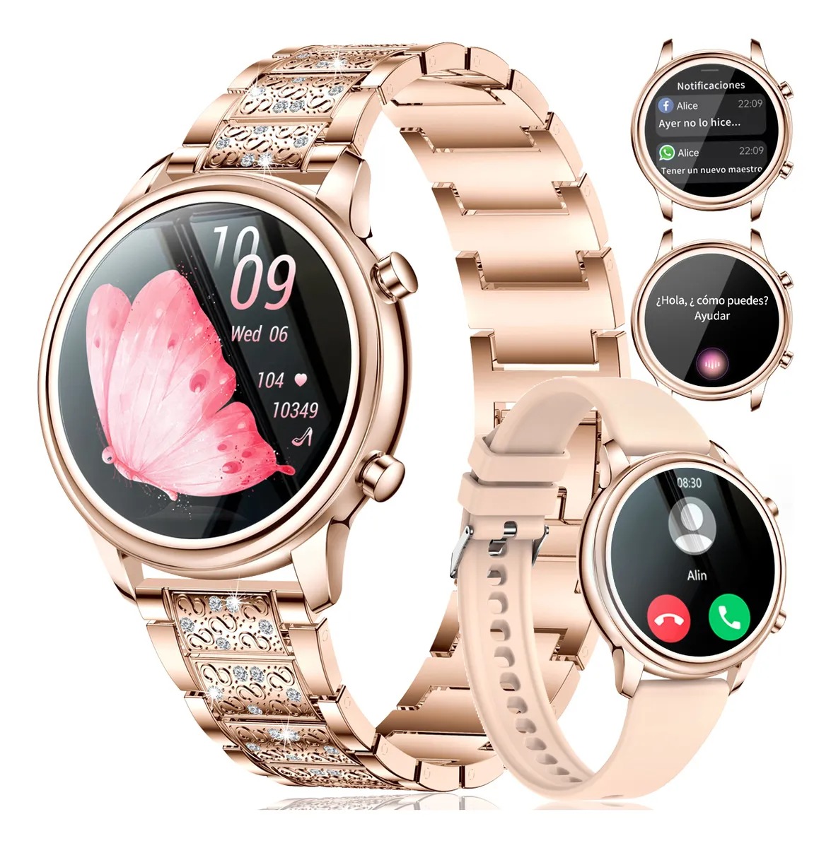 Smartwatch Mujer Bluetooth Llamada Moda Correa De Diamantes
