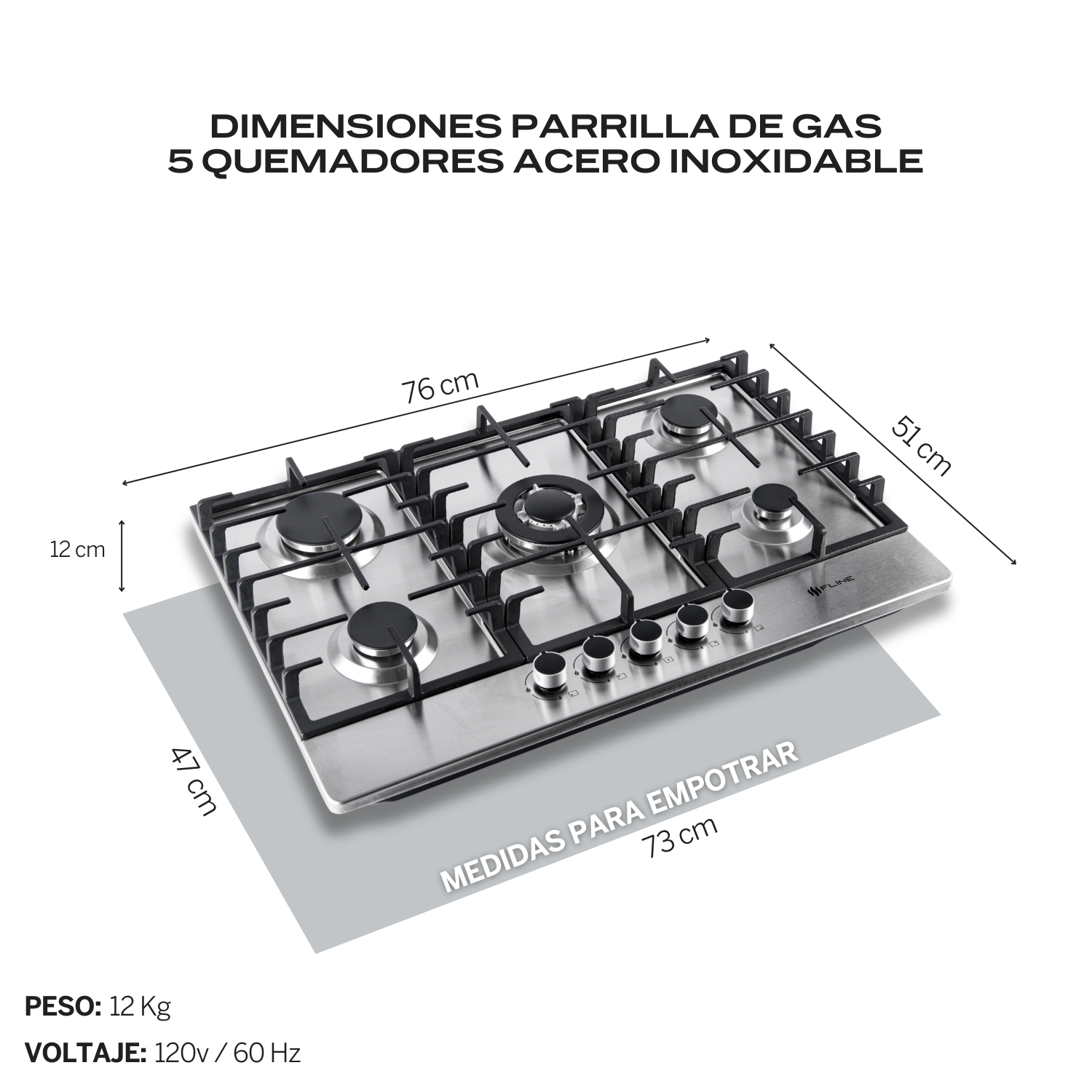 Combo parrilla de gas y campana extractora 76 cm cristal curvo |De ...
