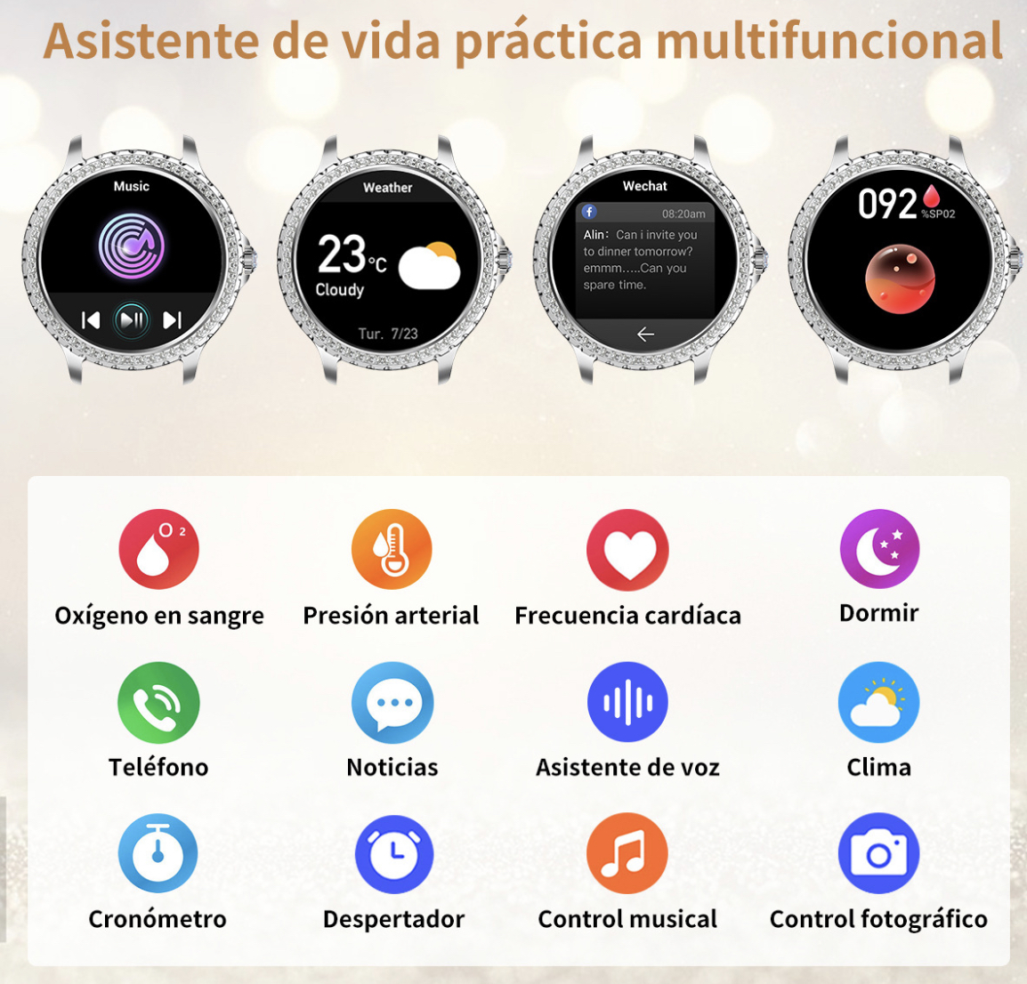 Reloj Inteligente De Mujer Llamada Bluetooth Diamond Band