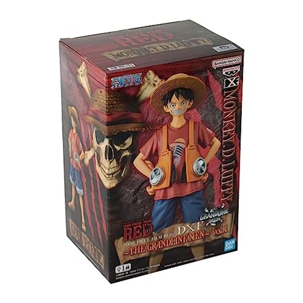 Banpresto - Figurine One Piece - DXF The Grandline Men Vol. 1 One Piece Red - Monkey D. Luffy,Black