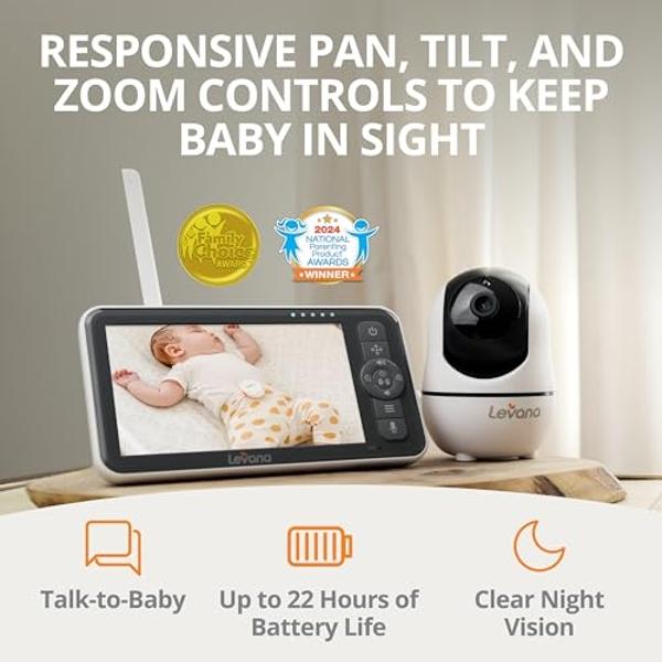 Levana Nala 5.5" HD Video Baby Monitor, 2 1080P Night Vision PTZ ...