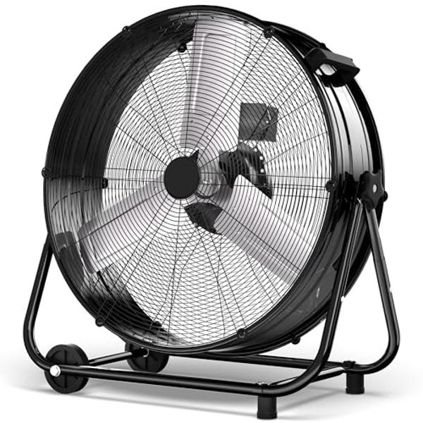 Uthfy 24 Inch Heavy Duty Industrial Drum Fan, 320W High Velocity Floor ...