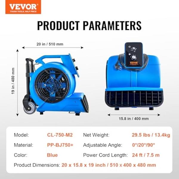 ALORAIR 3000 CFM Air Mover Blower Fan for Industrial, Floor Drying Fan ...