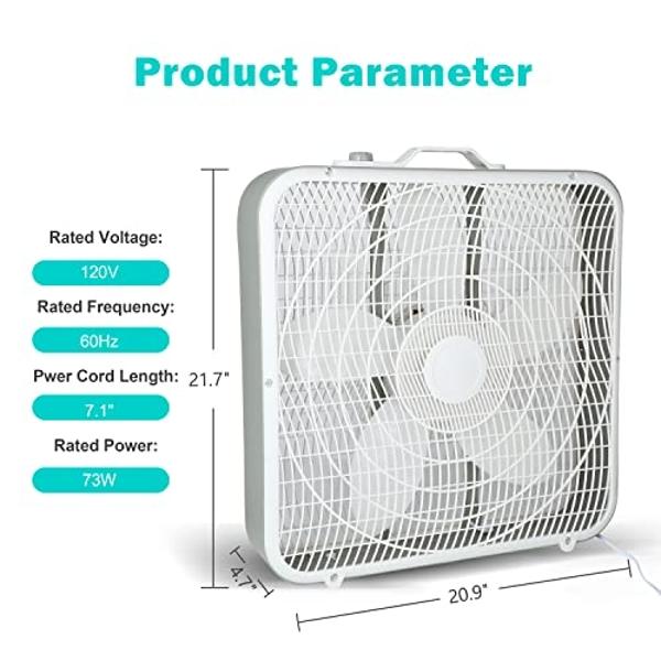 Simple Deluxe 20” Box Fan, 3-Speed Cooling Table Fan with Aerodynamic ...