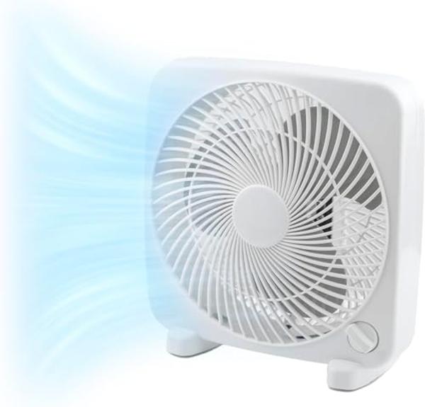 EZ-CHILL 9" Electric Portable 2-Speed, Quiet Box Fan, Ideal for Home ...