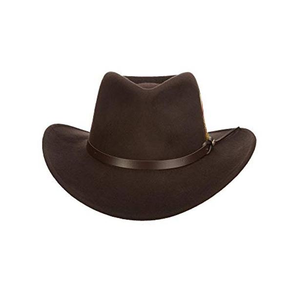 Scala Classico Men's Crushable Felt Outback Hat, Chocolate, Small