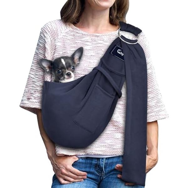 CUBY Dog and Cat Sling Carrier - Hands Free Reversible Pet Papoose Bag ...