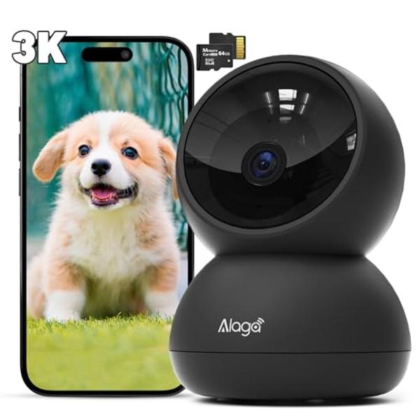 Alaga 3K Pet Camera, Dog Monitor with Phone App, 360° Pan/Tilt, Night ...